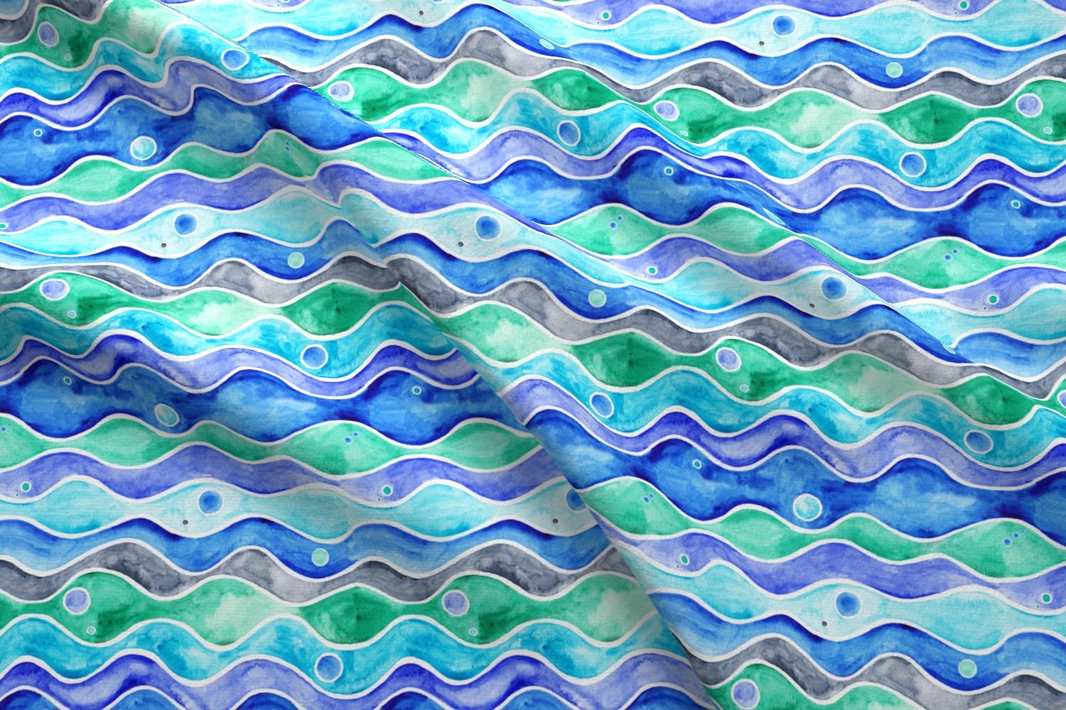 Ocean Waves Fabric Ocean Pattern By Timone Summer Ocean | Etsy
