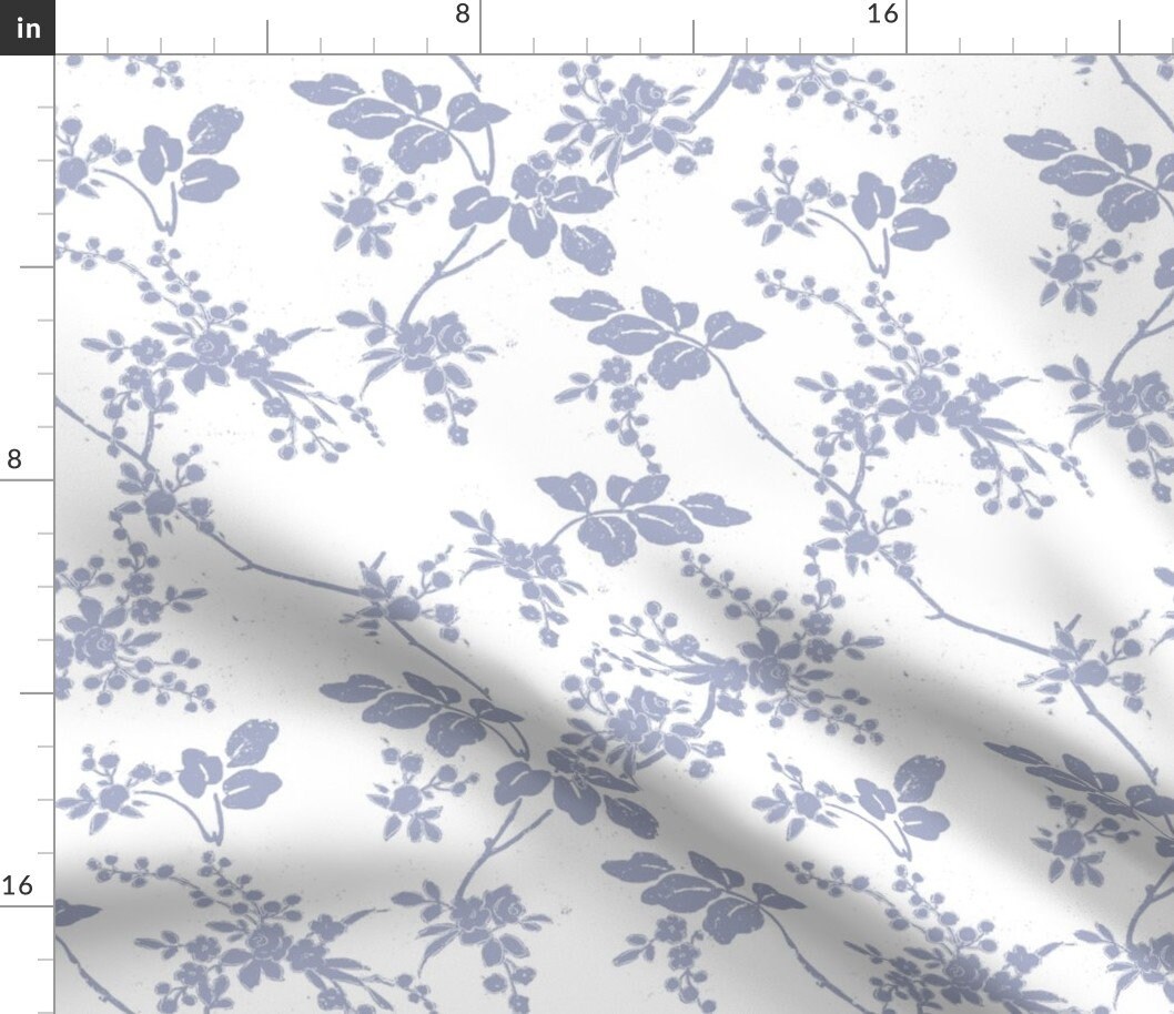 Steel Floral Fabric Ladybelle Steel Blue 2 by Lilyoake - Etsy
