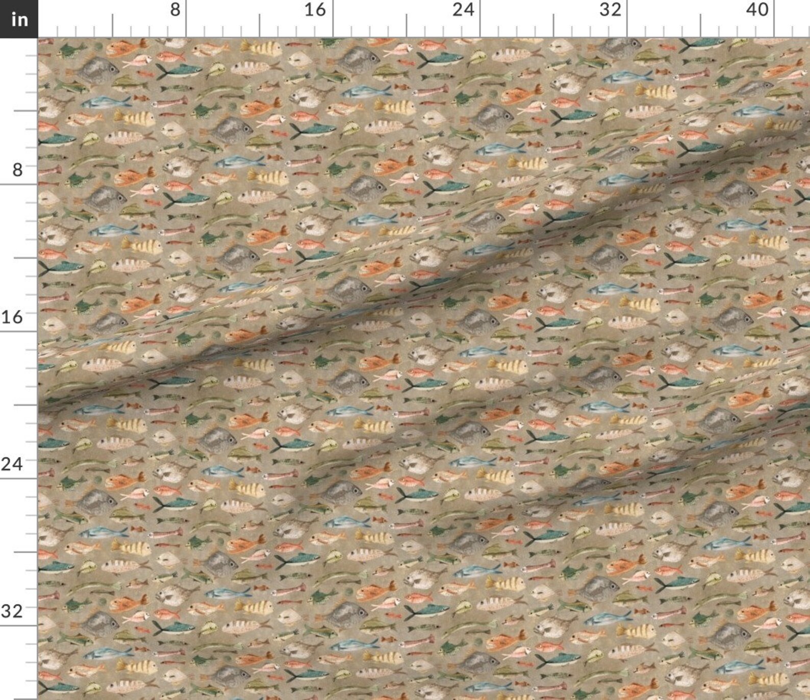 Multi-colored Fish Fabric Fish in Fawn by Katherine Quinn - Etsy