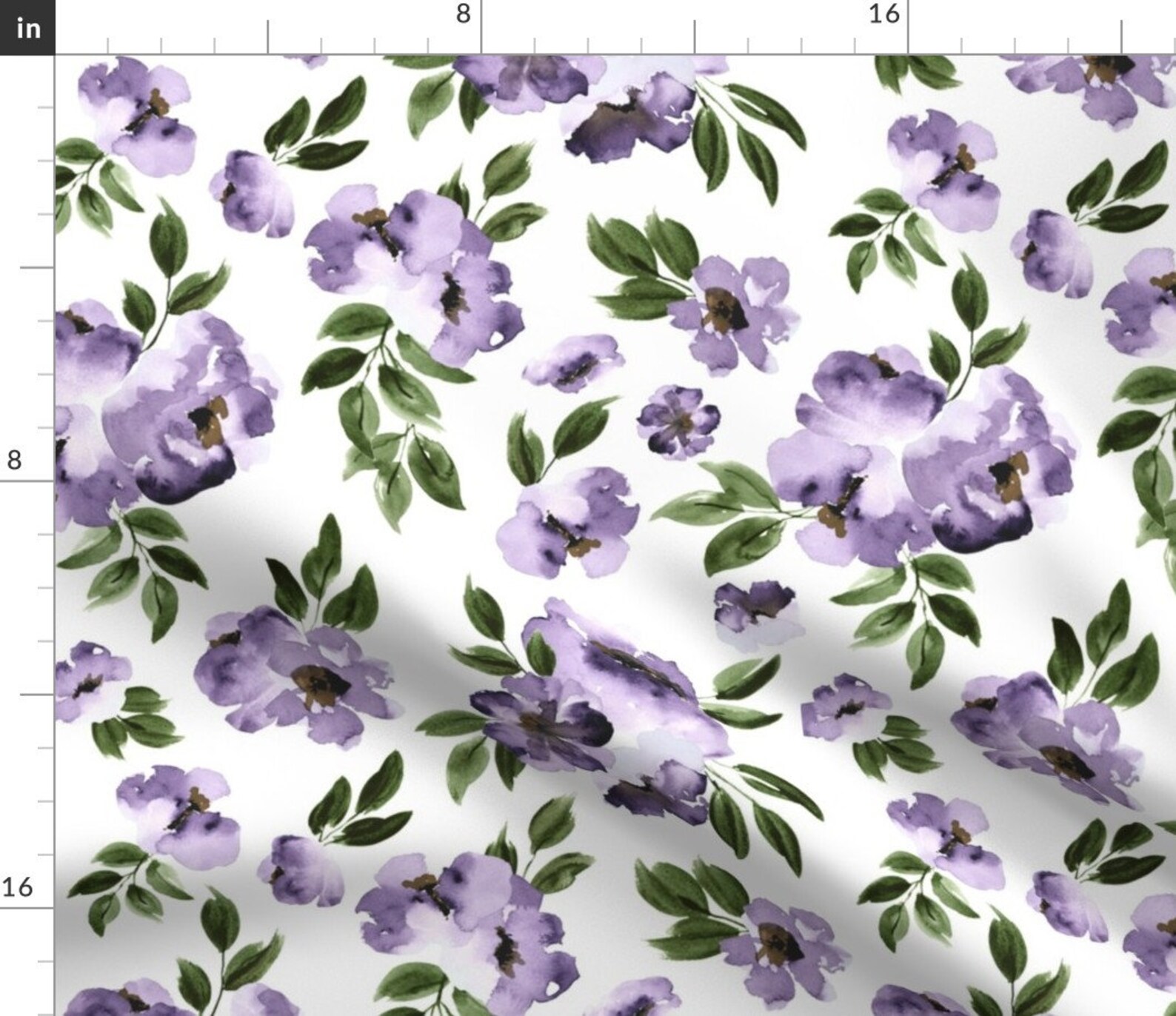 Purple Flowers Fabric Ultra Violet Flowers Large by - Etsy