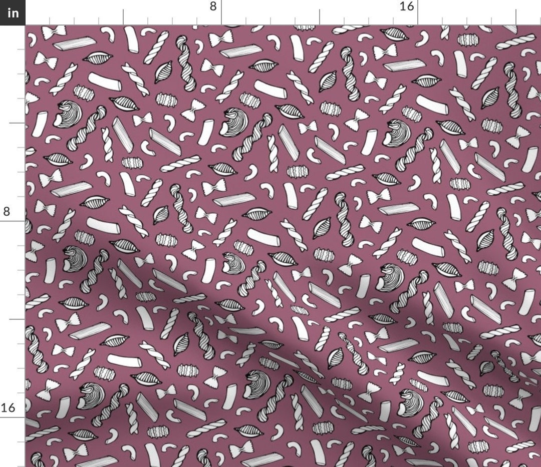 Purple Pasta Fabric Pasta Shapes on Burgundy by Crowlands - Etsy