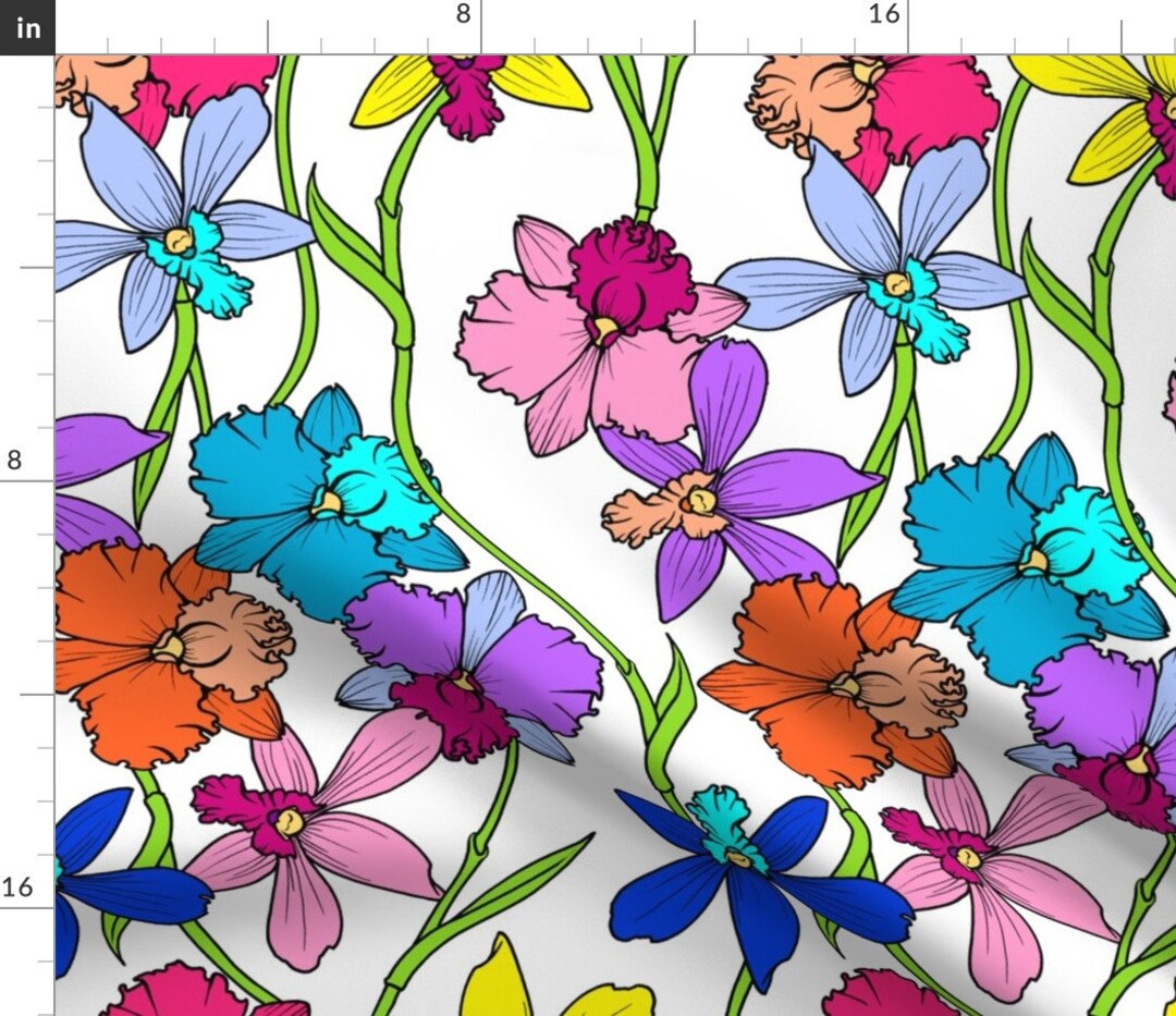 Rainbow Orchid Fabric Orchids Bright by Jadegordon Colorful Spring ...