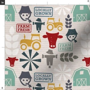 Happy Farming Fabric on the Farm by Linziloop Work Symbols | Etsy