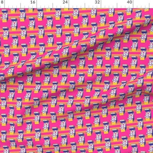 Retro Arcade Games Neon Pink Fabric - Retro Arcade Video Game by ...