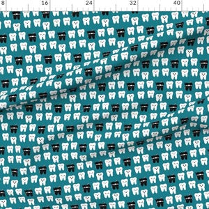 Tooth Fabric - Way of the Ninja Tooth - Teal by Clayvision - Teeth ...
