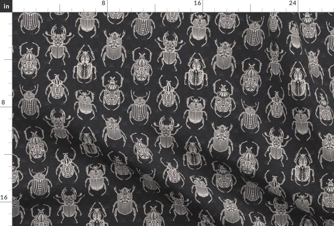 Beetle Fabric - Dark Academia Beetles by Garabateo - Entomology Black ...