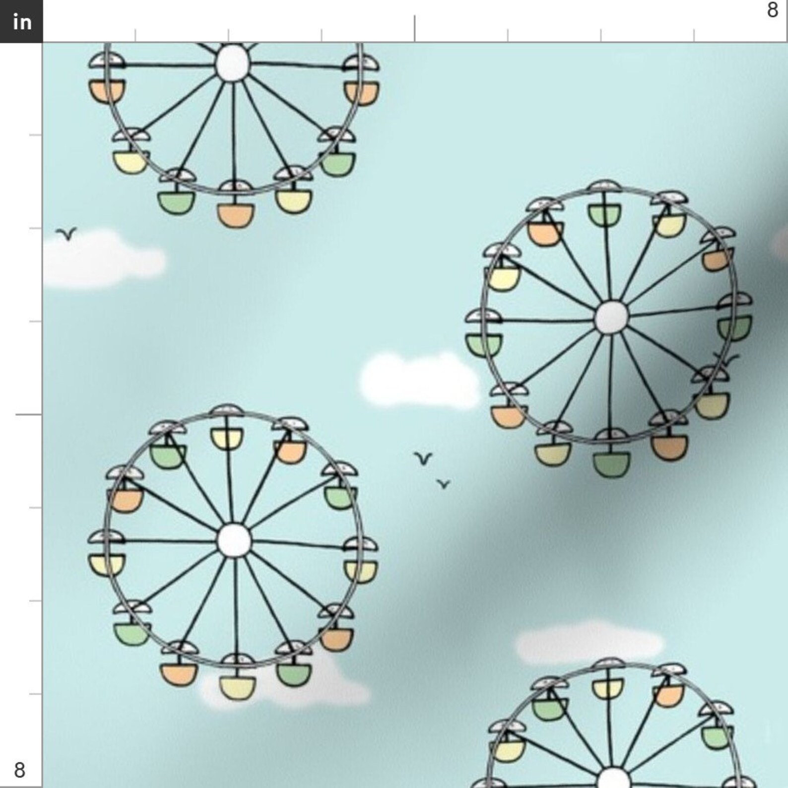 Ferris Wheel Fabric Ferris Wheel Polka Dot by Doodleandhoob | Etsy