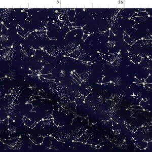 Zodiac Fabric Zodiac Constellations in Night Navy by ...