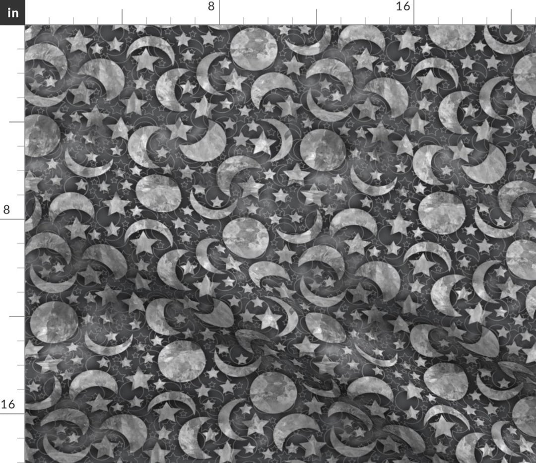 Moon Stars Fabric Moon and Stars Black and White by Kociara Moon Stars ...