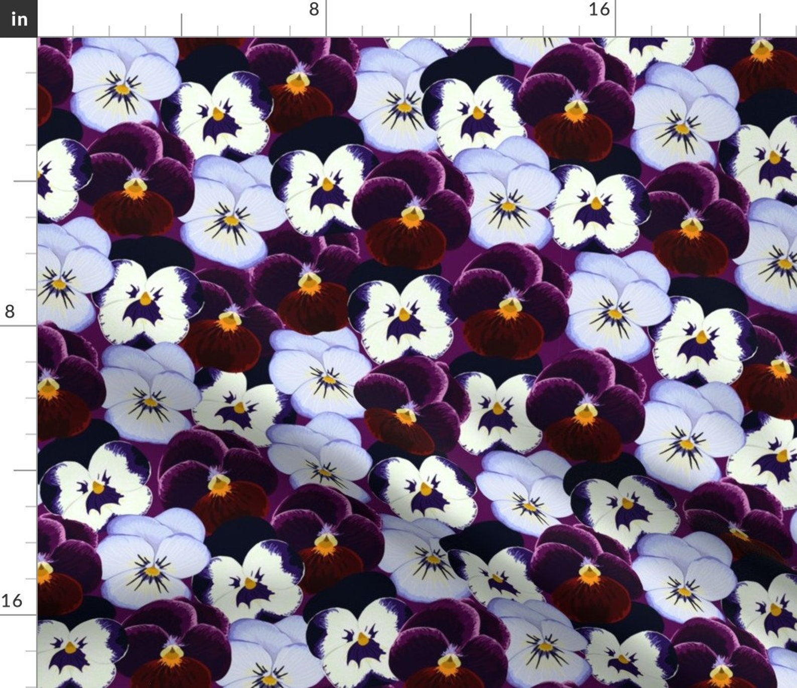 Floral Pansy Fabric Pansy by Innamoreva Floral Pansies | Etsy