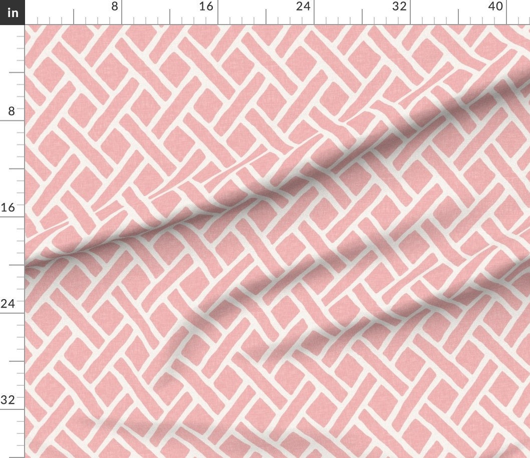 Pink Geometric Fabric Savannah // Soft Coral by - Etsy