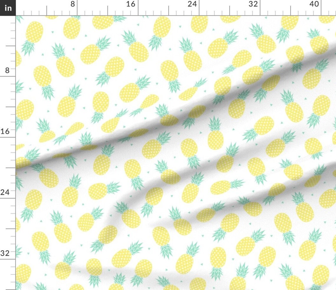 Pina Fabric Pineapple With White Background by Kimsa - Etsy
