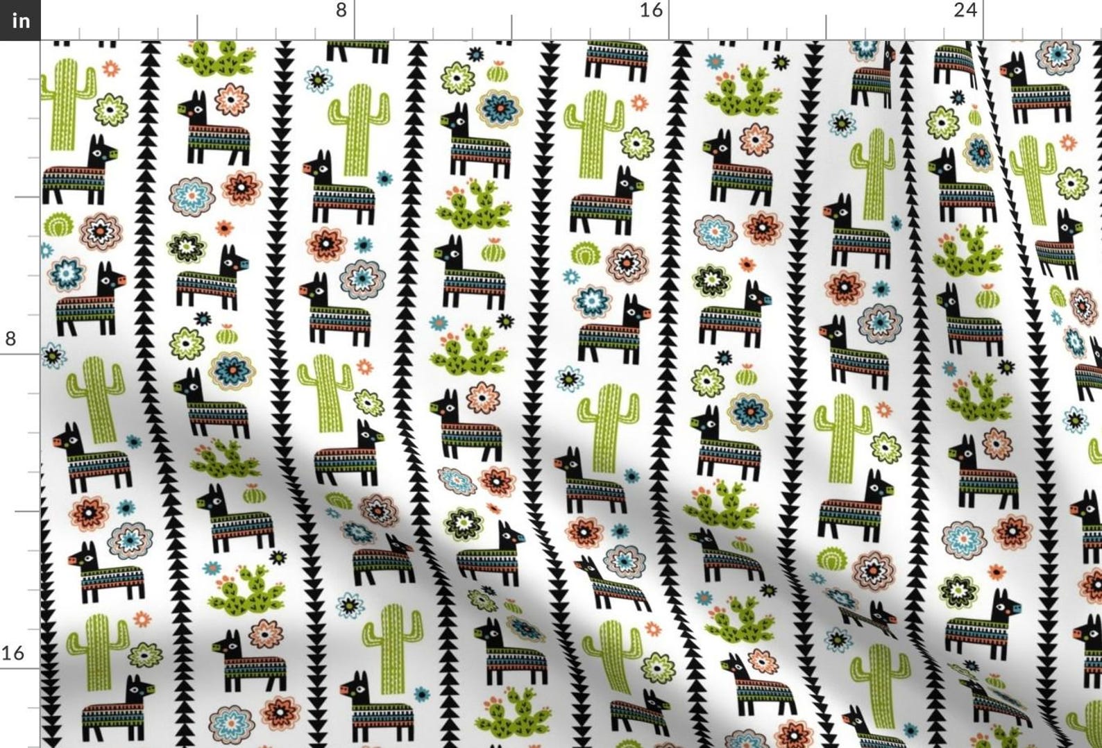Mod Scandi Cactus Fabric - El Burro Feliz by Chris Jorge - Boho ...