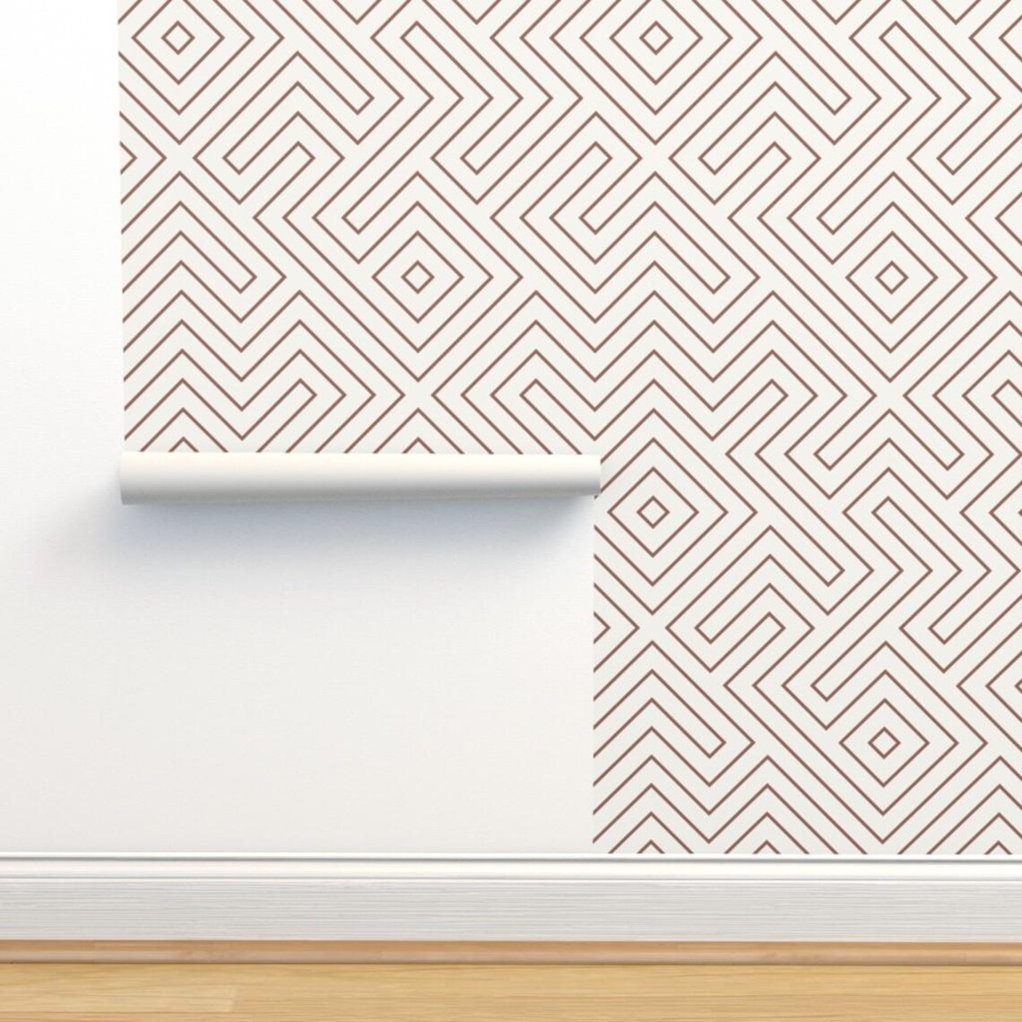 Geometric Wallpaper - Tribal Maze Copper on Cream by Danika Herrick ...