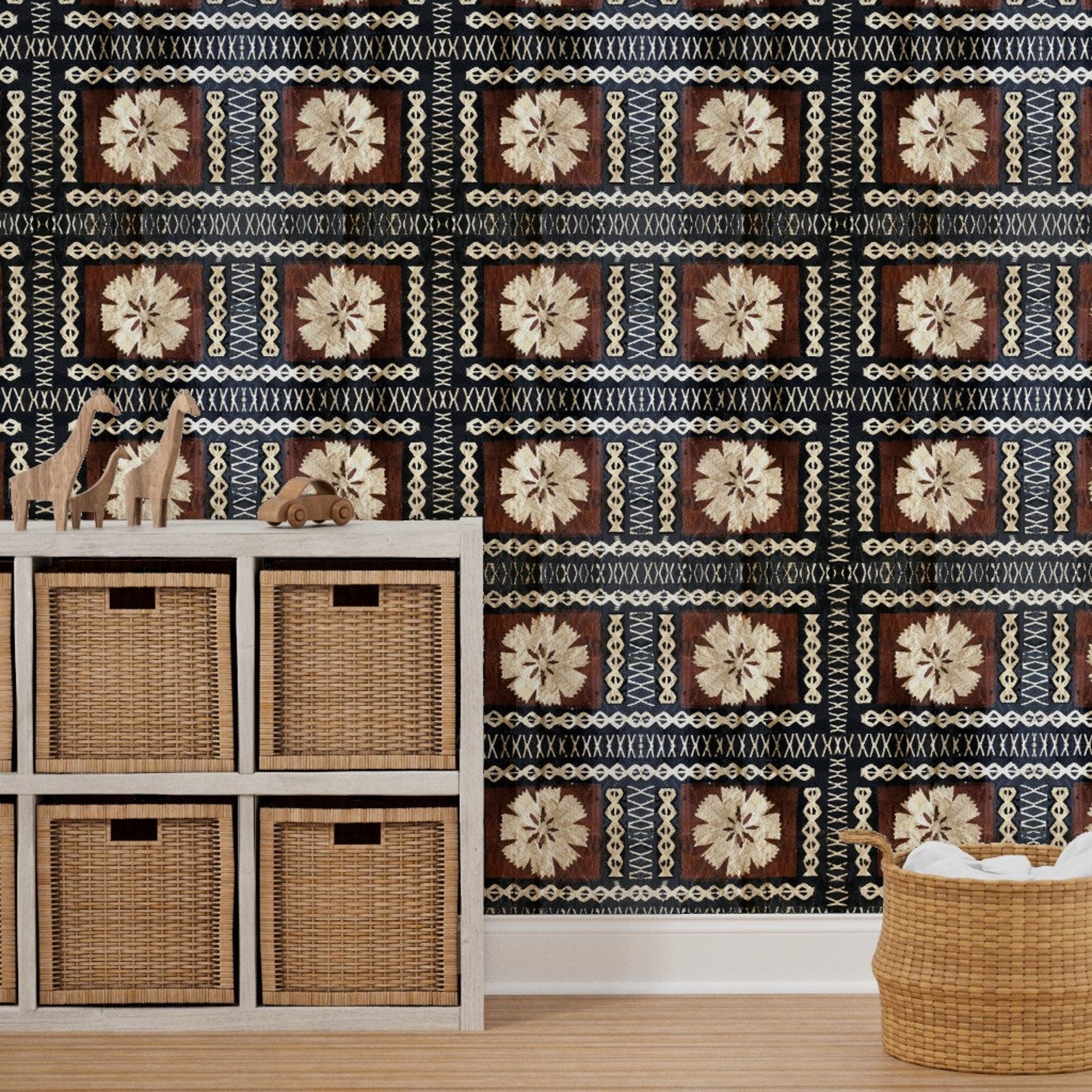 Tapa Wallpaper - Fijian Tapa Cloth 7 by Hypersphere - Brown Black Tapa ...