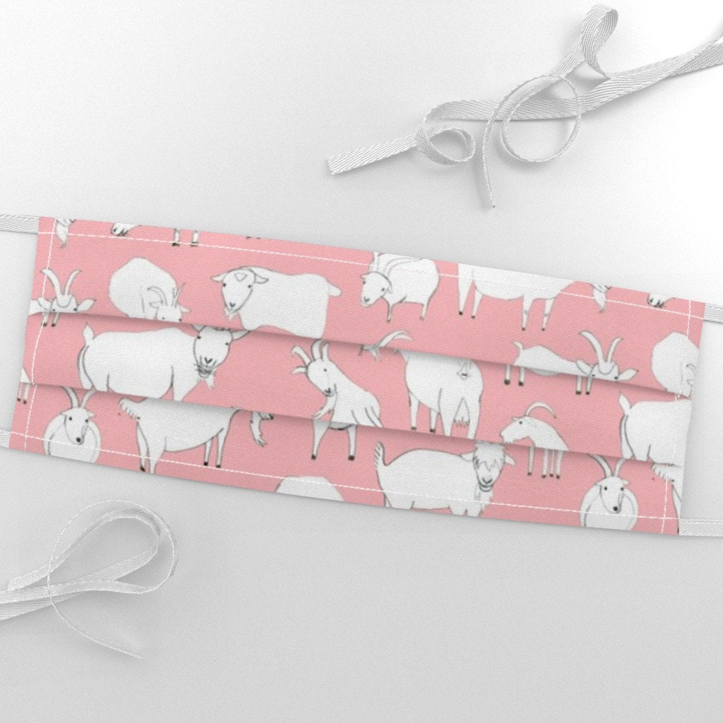Pink Baby Goat Fabric Goats Playing Baby Pink by | Etsy