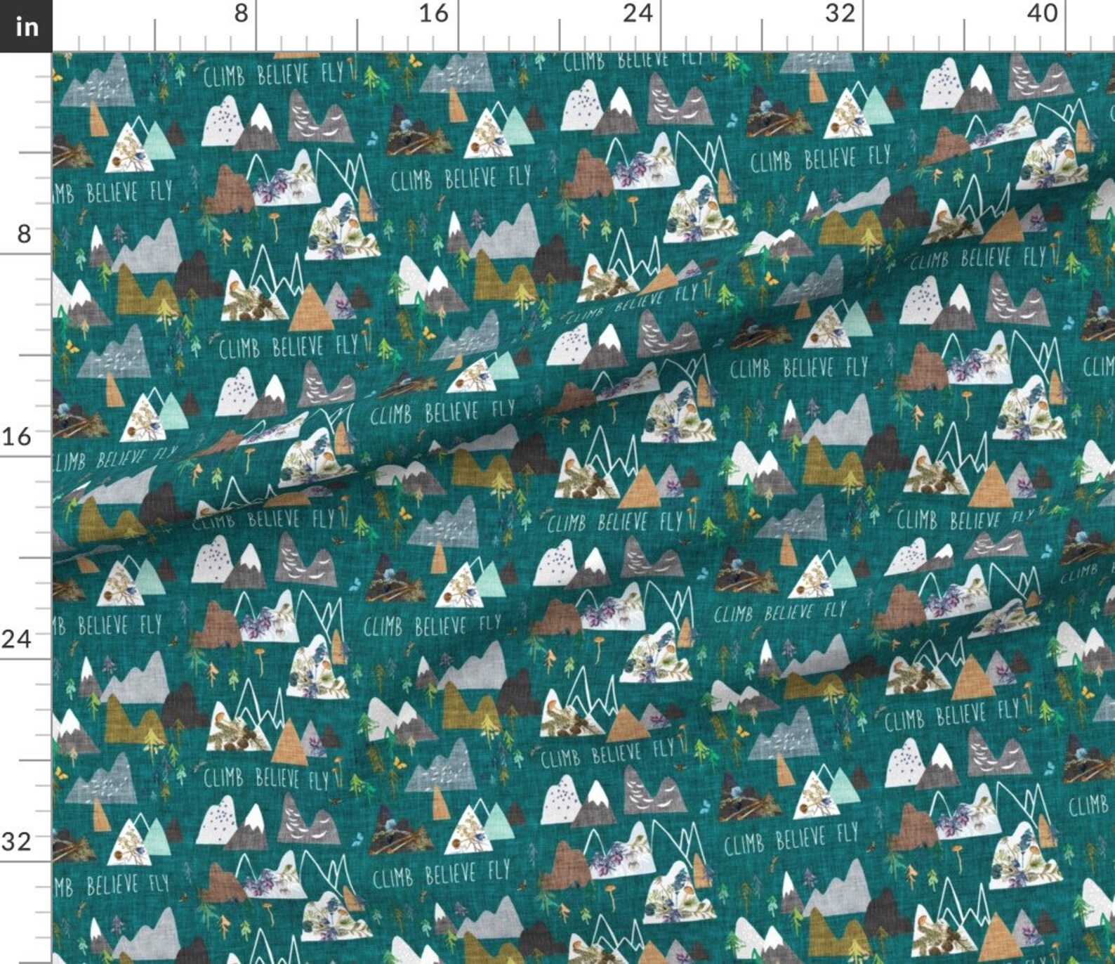 Teal Abstract Mountain Pattern Fabric Mountain Climb teal - Etsy