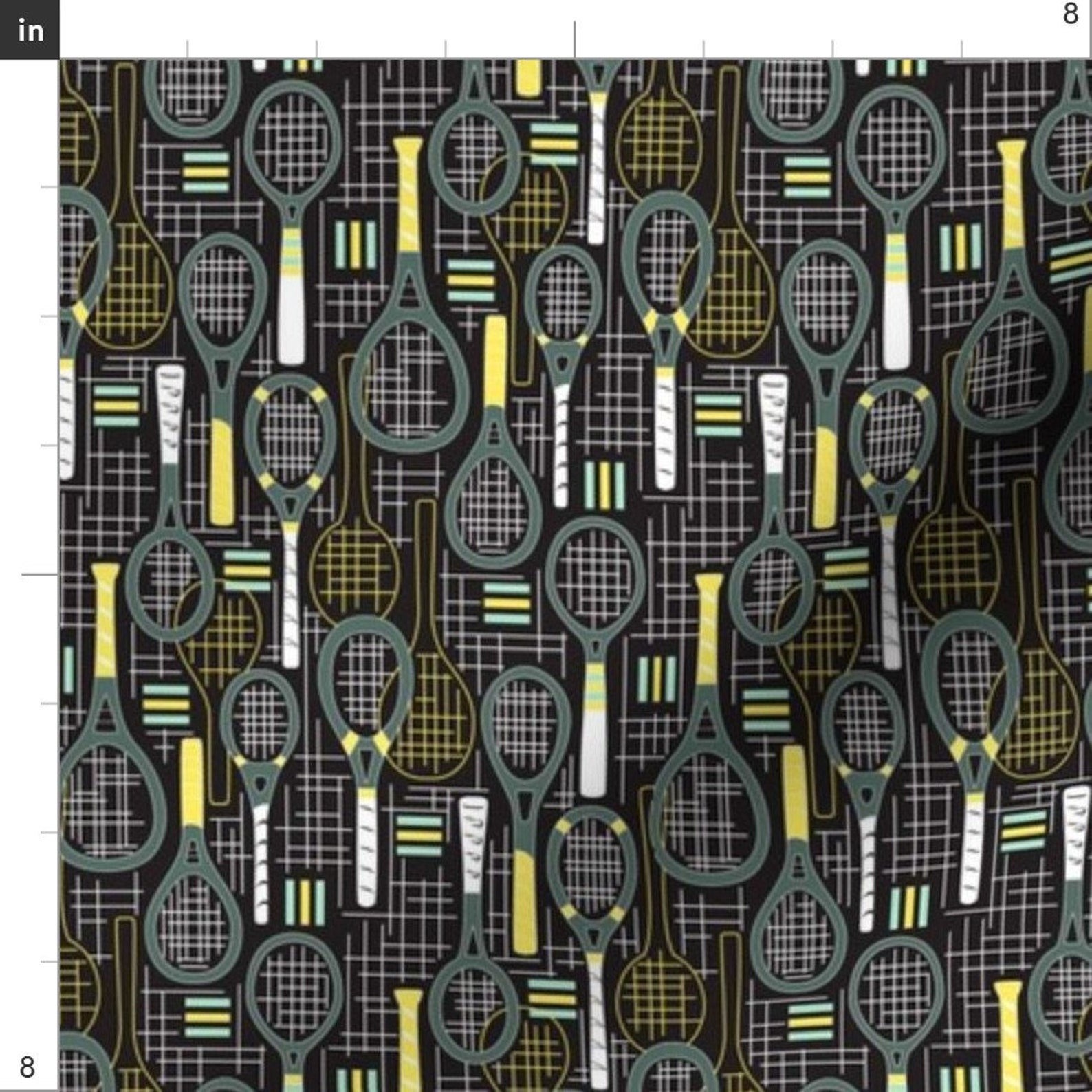 Tennis Fabric More Designer Tennis Racquets by Mag-o Black - Etsy