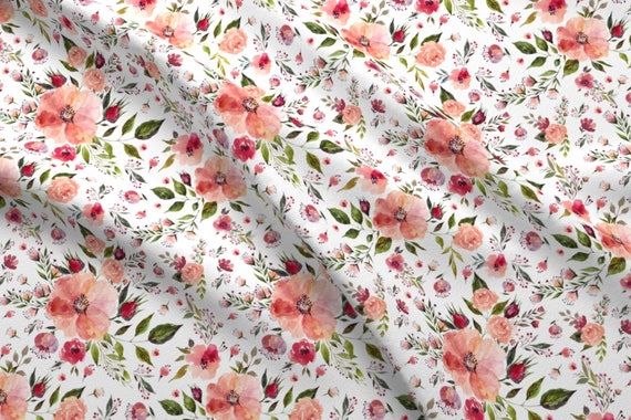 Bohemian Classic Floral Fabric Floral Rhapsody / White By | Etsy