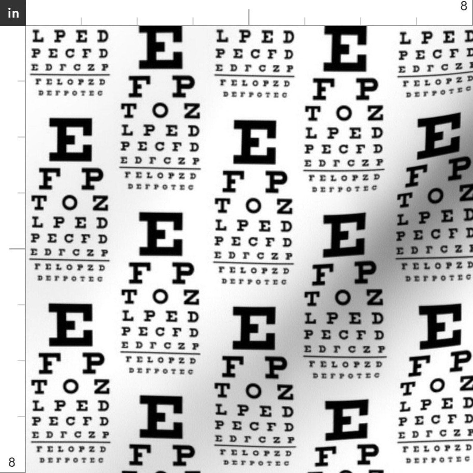 Vision Chart Fabric Small Vision Chart Black and White by - Etsy