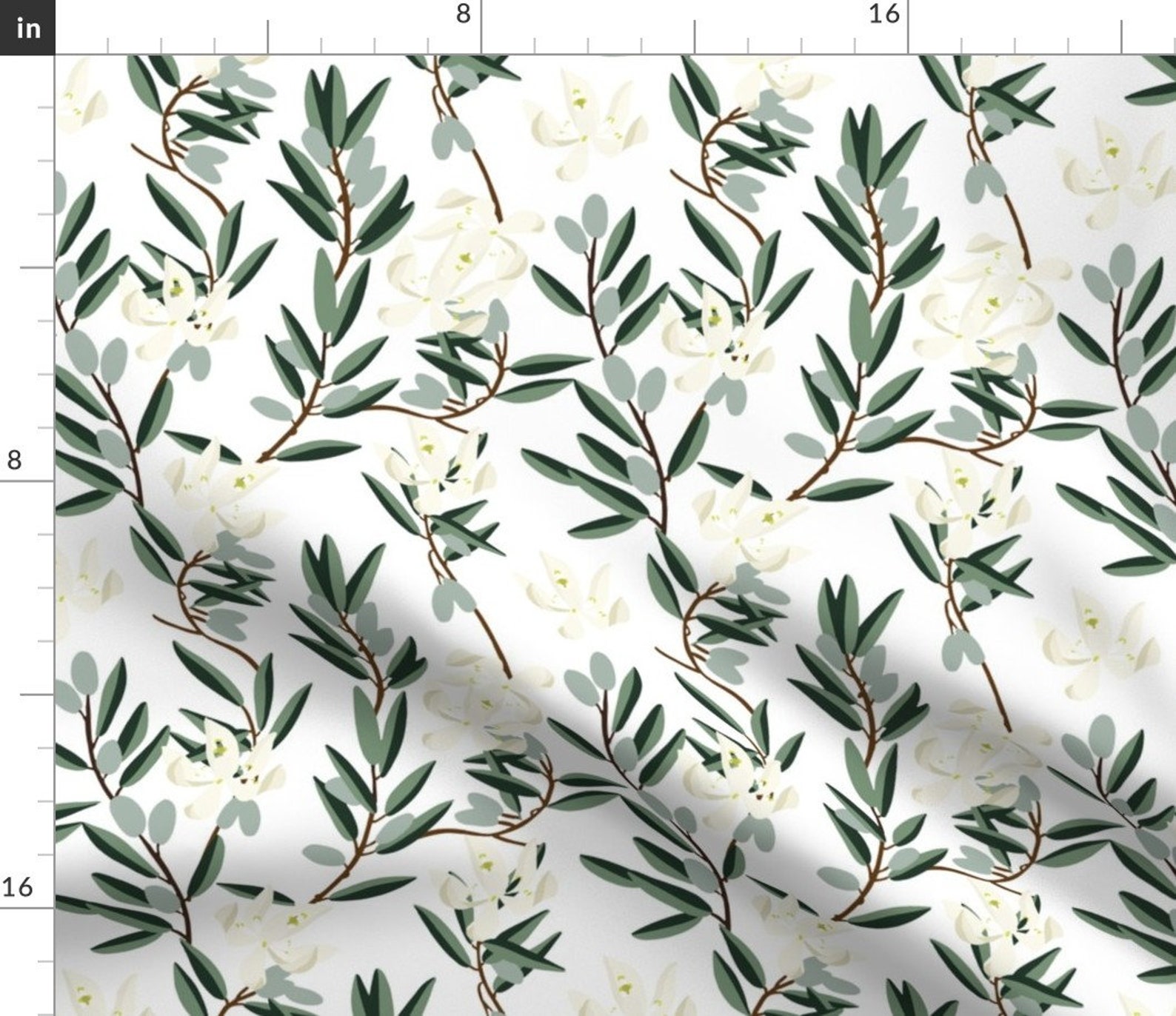 Olive Branch Fabric Olive Bloom by Holli Zollinger Olive | Etsy