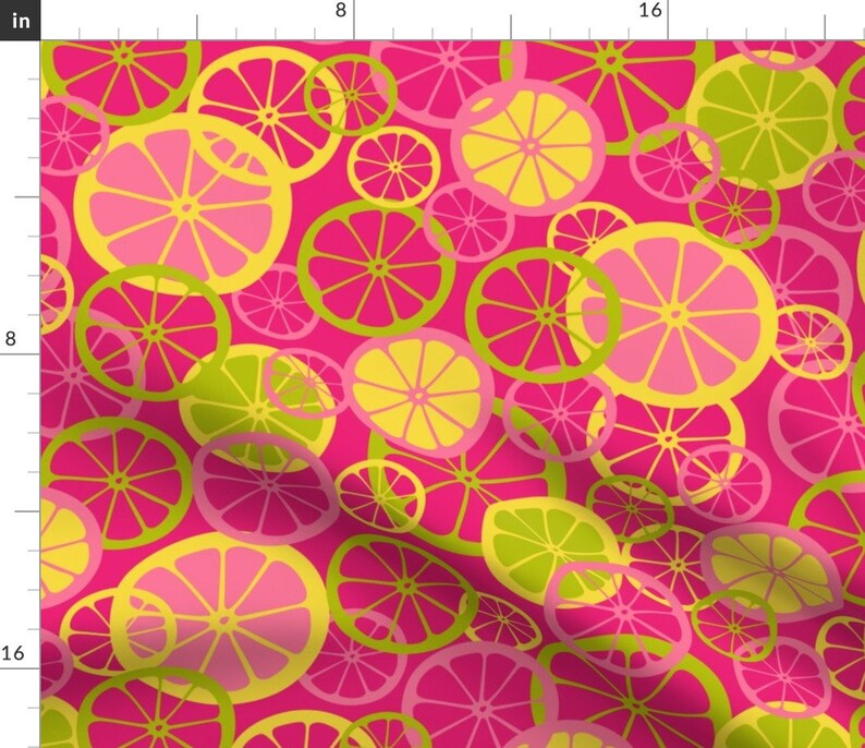 Pink Summer Citrus Fabric Pink Lemonade by Mariafaithgarcia - Etsy Canada