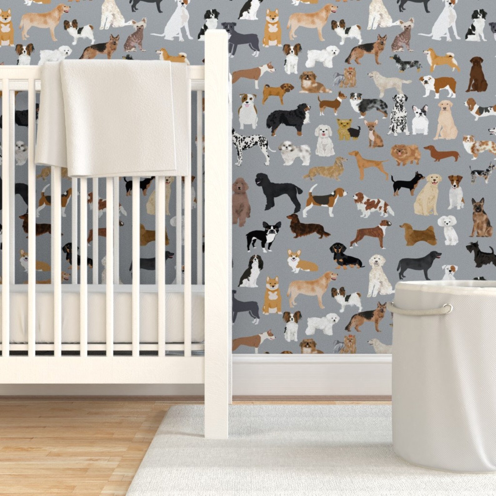 Dogs Wallpaper Gray Cute Dog Breed Design by Petfriendly - Etsy