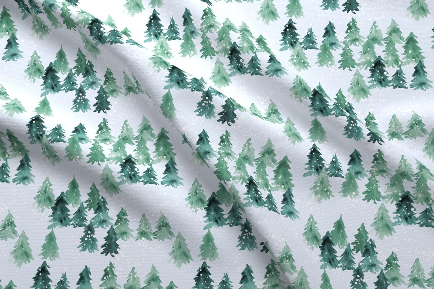 Woodland Pine Trees Fabric Chalet View By Joy And Ink | Etsy
