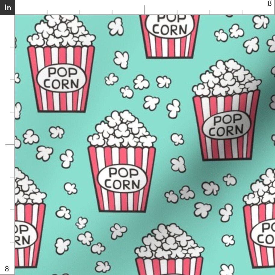 Popcorn Fabric Popcorn On Mint Green By Caja Design | Etsy