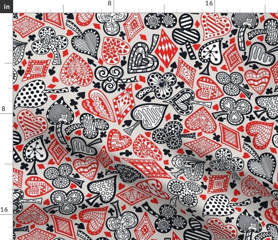 Card Games Fabric Playing Card Motifs By Lalalamonique Red | Etsy