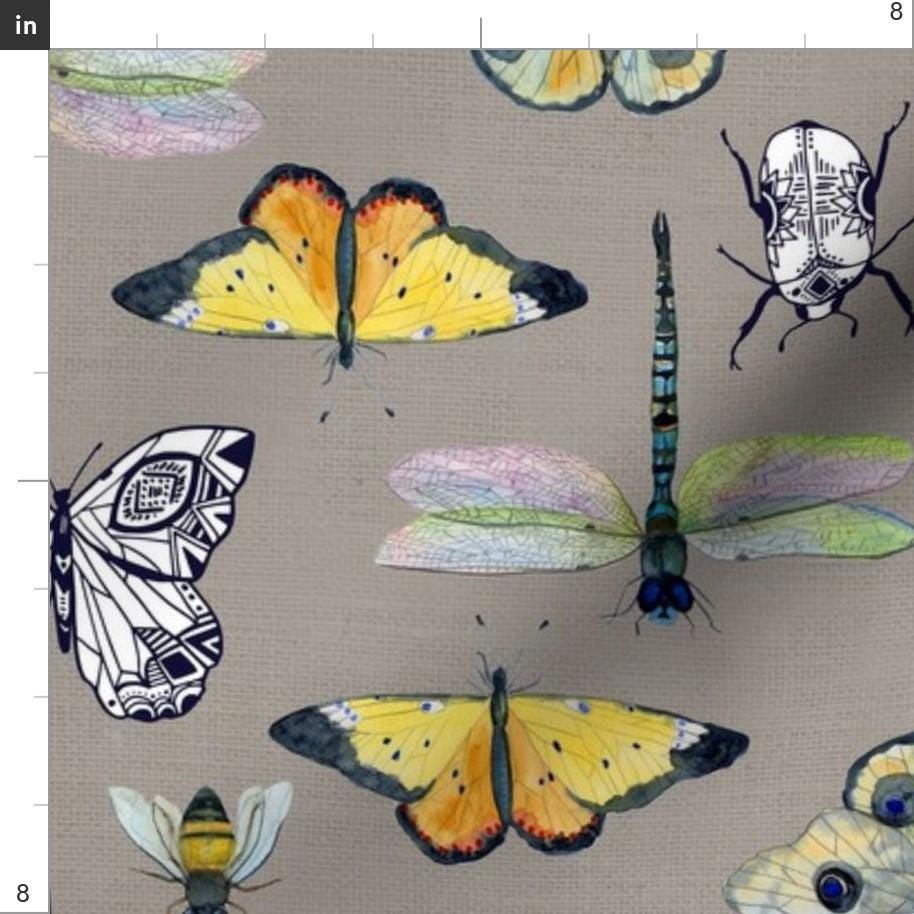 Insect Fabric - Insectopia Gray by Katebillingsley - Insect Modern ...