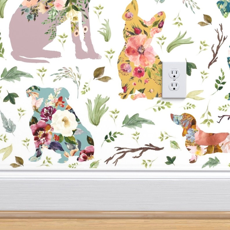 Floral Dogs Wallpaper 8 Patchwork Dogs by Shopcabin - Etsy Canada