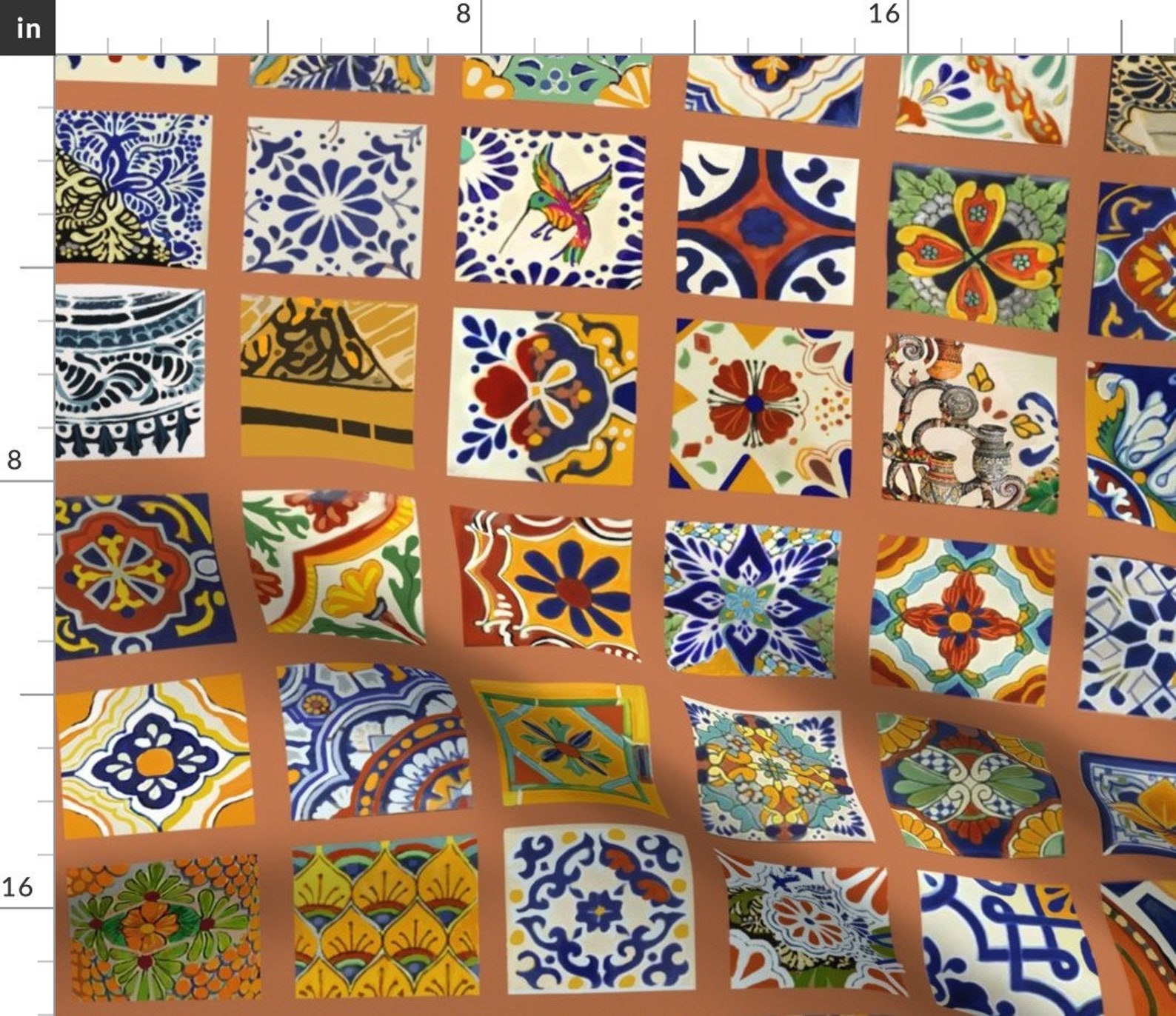 Talavera Mexican Tile Fabric Talavera Mexican Tiles by Wren - Etsy