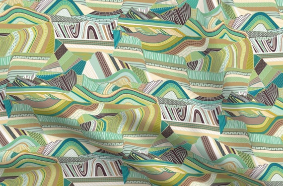 Geometric Earth Tones Fabric Geological Landscapes By | Etsy