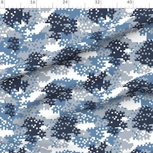 Blue Pixelated Camouflage Fabric - Pixel Blue Camouflage Pattern by ...