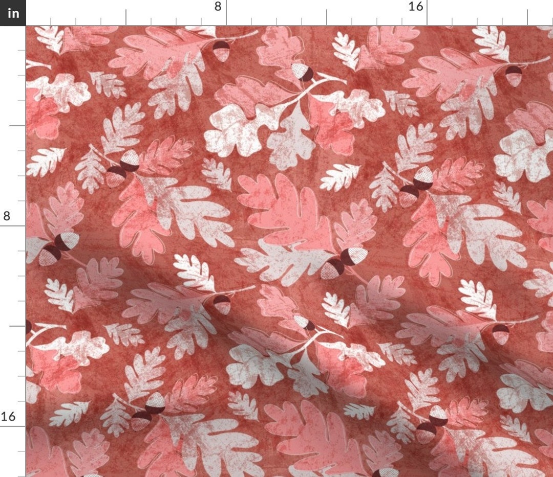 Dusty Pink Leaves Fabric Red Oak Forest by Pakanta_handmade Pink Leaves ...