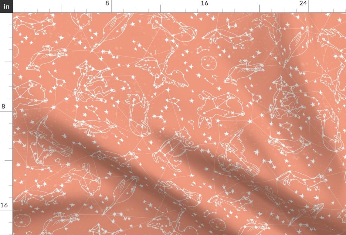 Blush Constellation Fabric - Constellations // Peach Blush Moon Stars ...