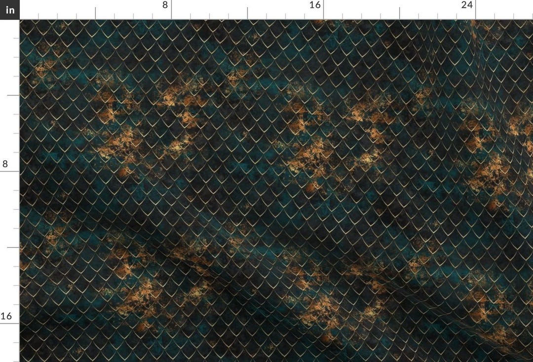 Dragon Scale Fabric - Dark Patina Scales by Beyondchaos - Mermaid Faux ...