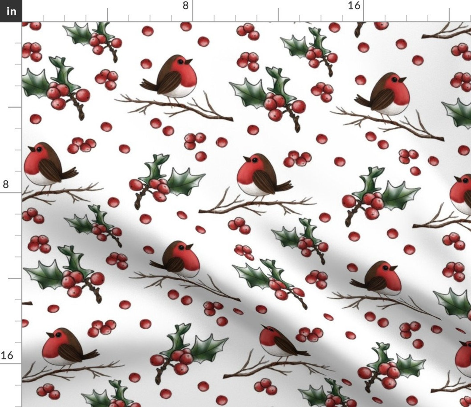 Robin Fabric Robin and Holly by Trinetollefsen Robin - Etsy