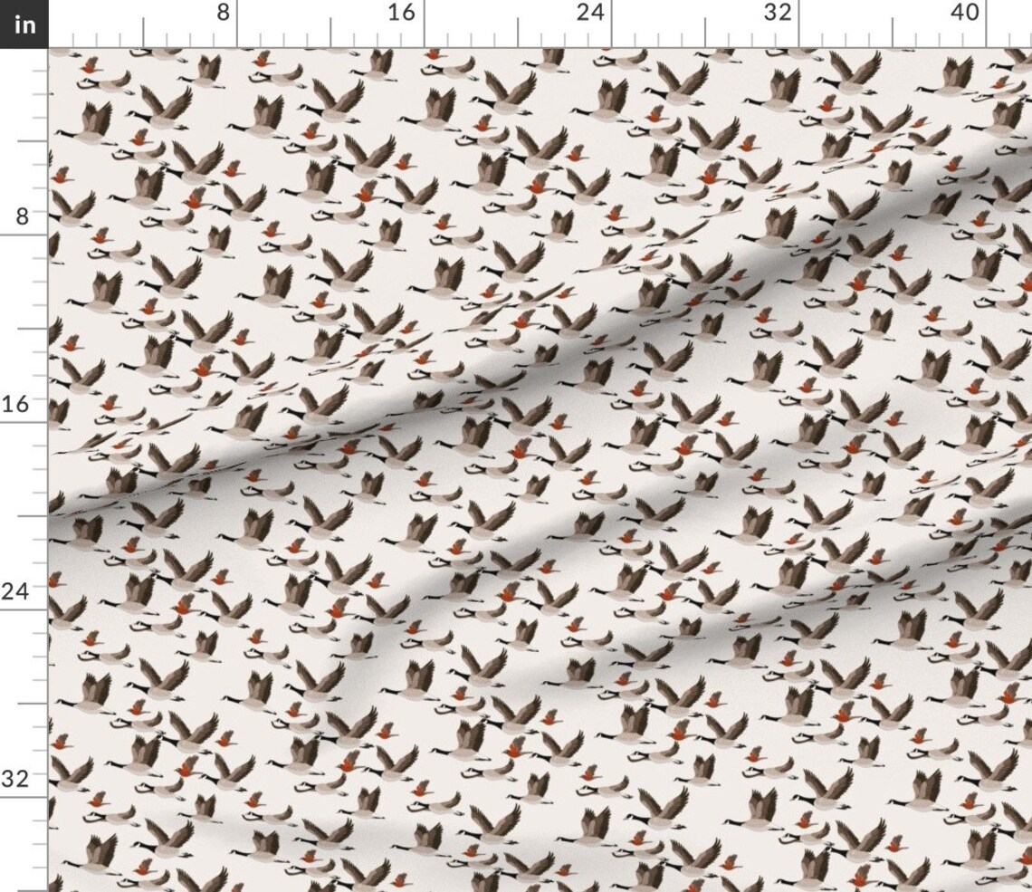 Geese Fabric Gueth Migratory Birds Half Size by Juditgueth - Etsy