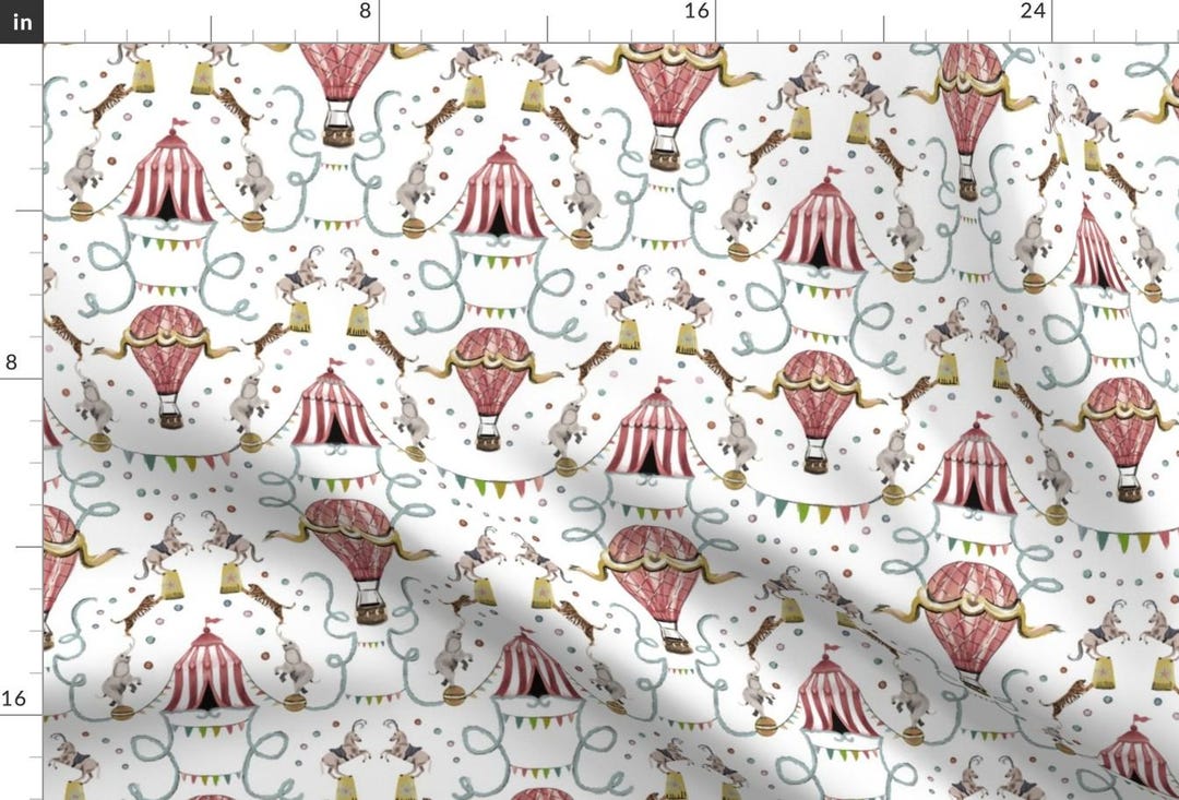 Whimsical Vintage Circus Fabric - Cirque Animalier by Coopercraft - Big ...