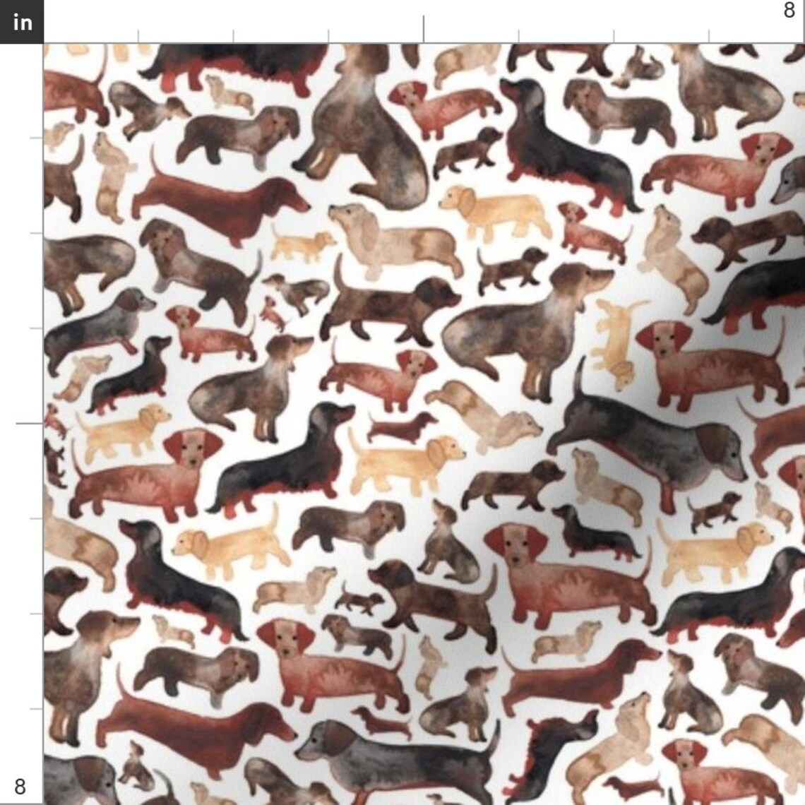 Dachshund Fabric Dachshund by Elena O'neill Illustration - Etsy