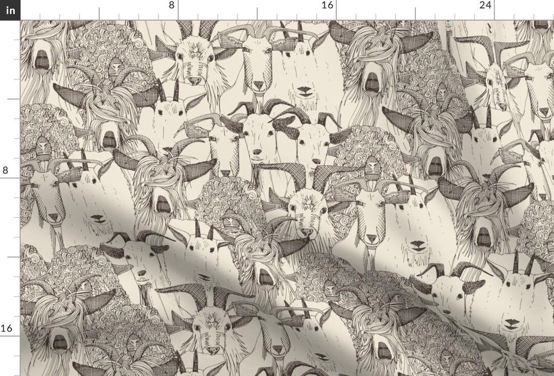 Goat Fabric - Just Goats Natural by Scrummy - Mountain Goat Farmhouse ...