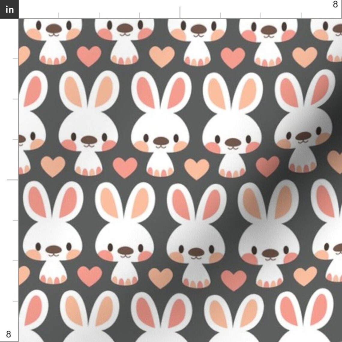 Kawaii Bunny Fabric Cute Little Bunnies by Petitspixels | Etsy