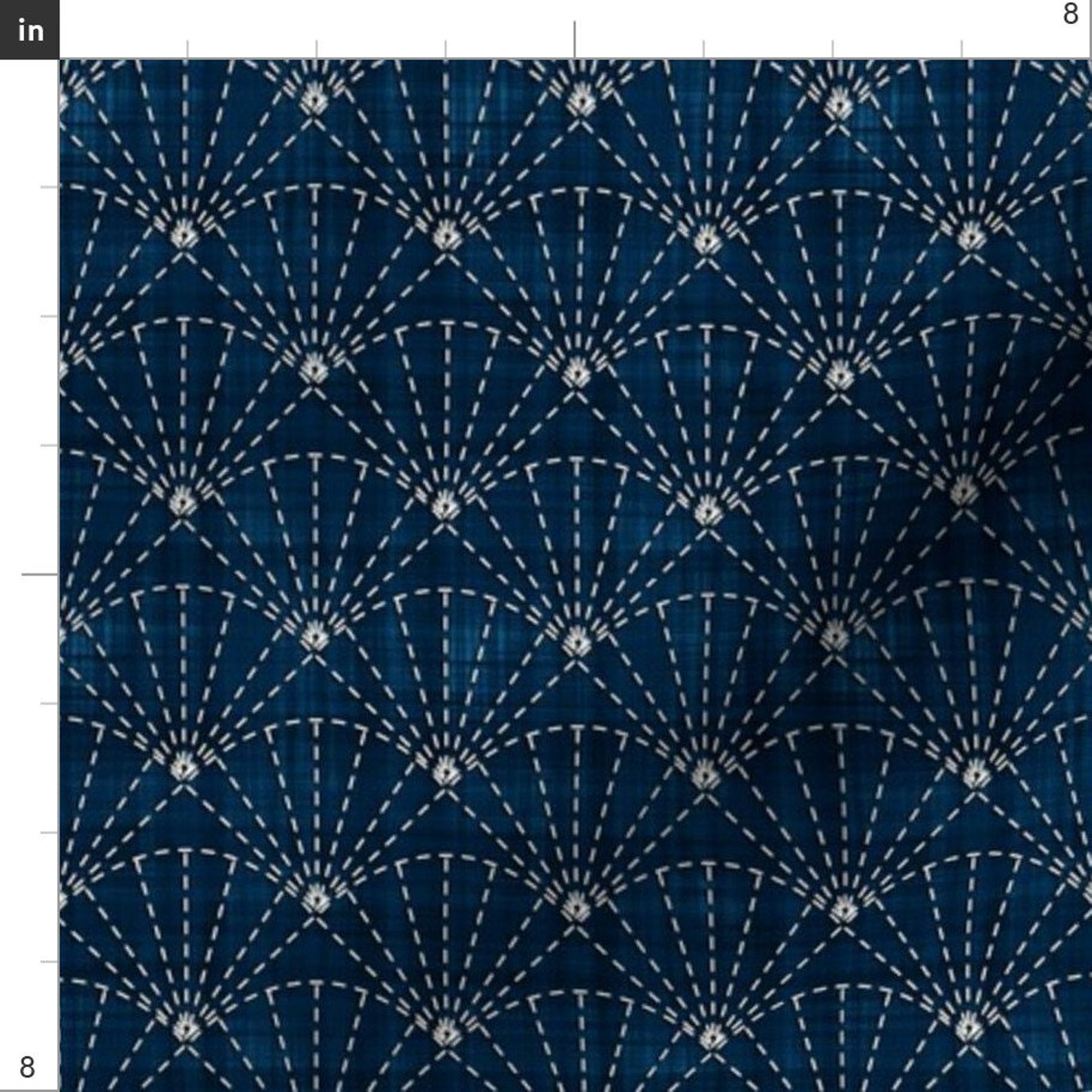 Sashiko Fabric Sashiko Uchiwa Fans by Bonnie Phantasm Blue - Etsy