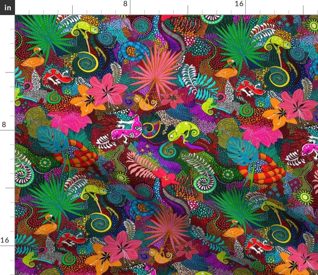 Lizards Fabric Reptiles in Color by Reneeciufo Gecko Flamingo Abstract ...