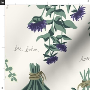 Aromatherapy Fabric - Healing Herbs by Fernlesliestudio - Beige Purple ...
