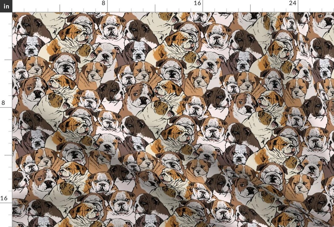 Bulldog Illustration Fabric - Social English Bulldog by Huebucket ...