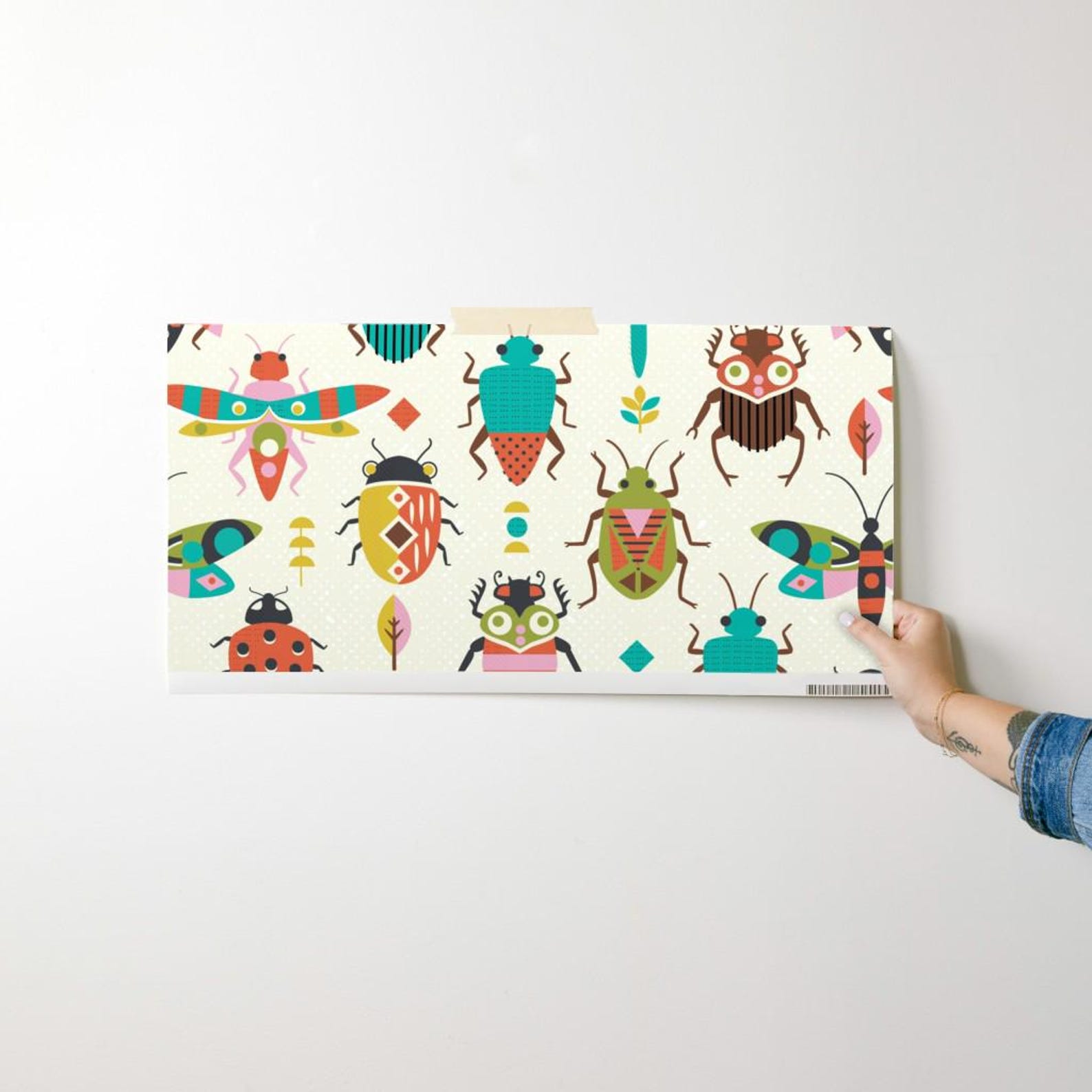 Retro Bugs Removable Peel and Stick Wallpaper - Butterfly Beetles ...