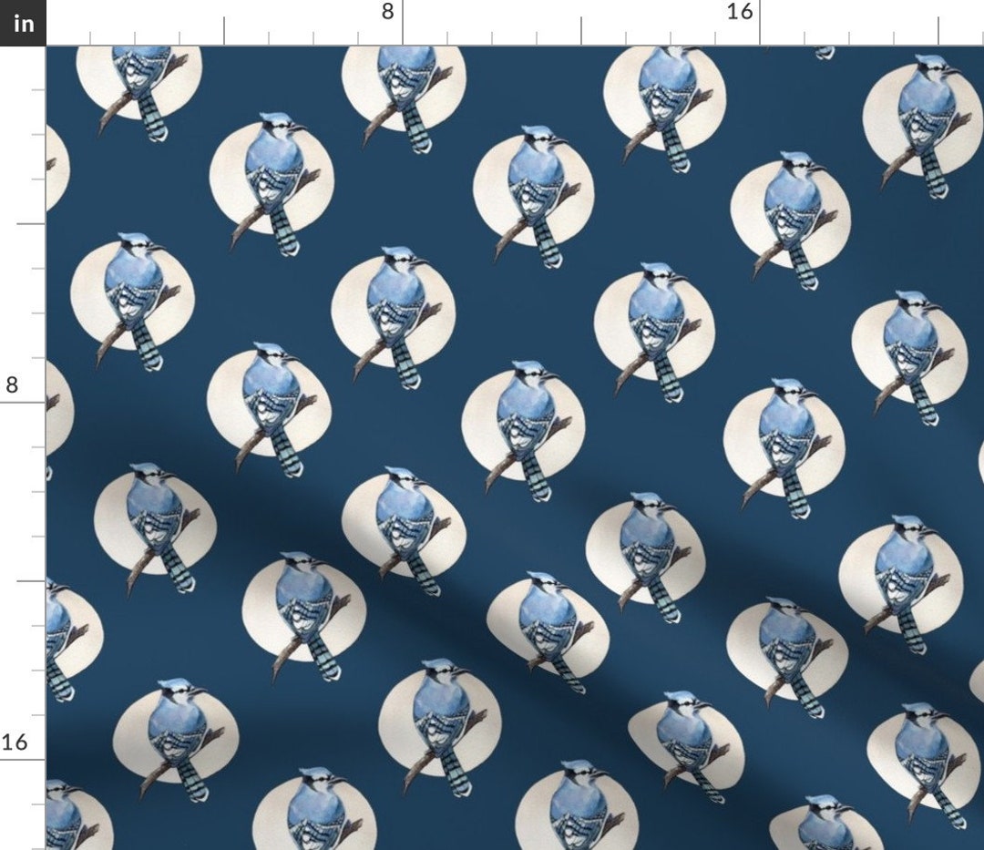 Blue Jay Fabric Blue Jay by Elena Naylor Woodland Blue Jay - Etsy